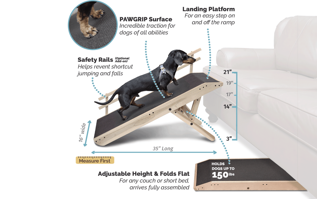 Dog Ramp for Couch with Optional Safety Rails - by DoggoRamps™