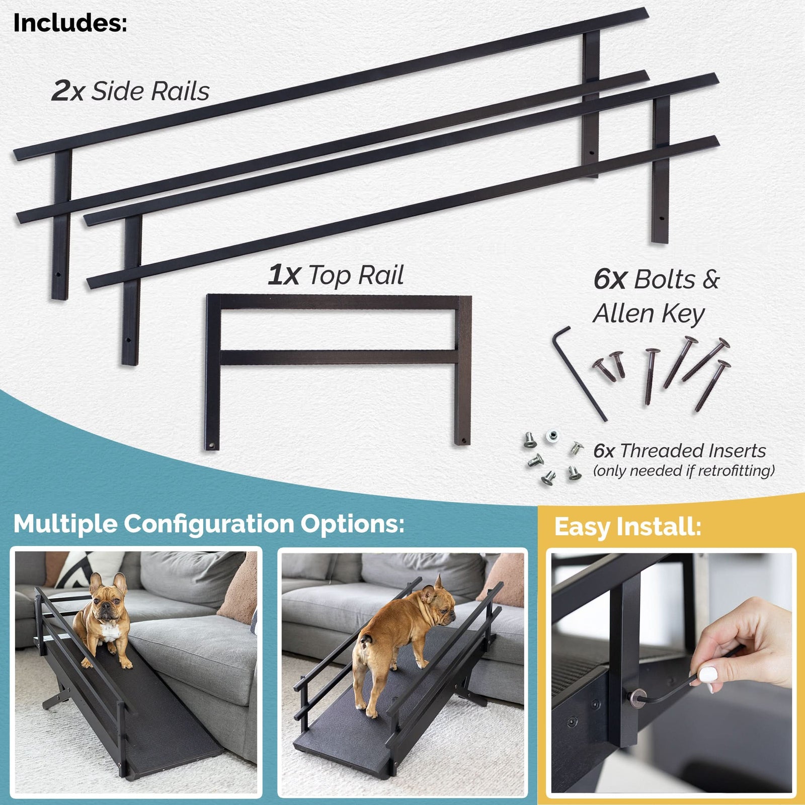 Safety Railing Kit for DoggoRamps Dog Couch Ramp