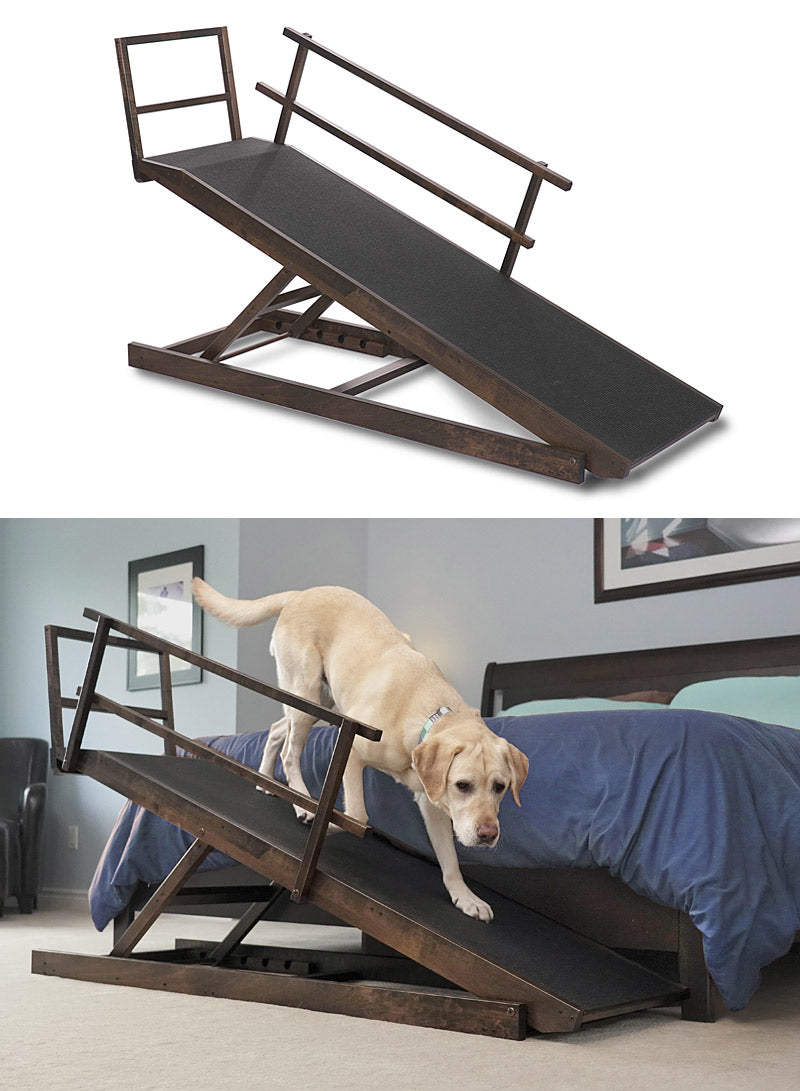 Bed Ramp for Medium & Large Dogs - Adjustable Dog Ramp with Rails