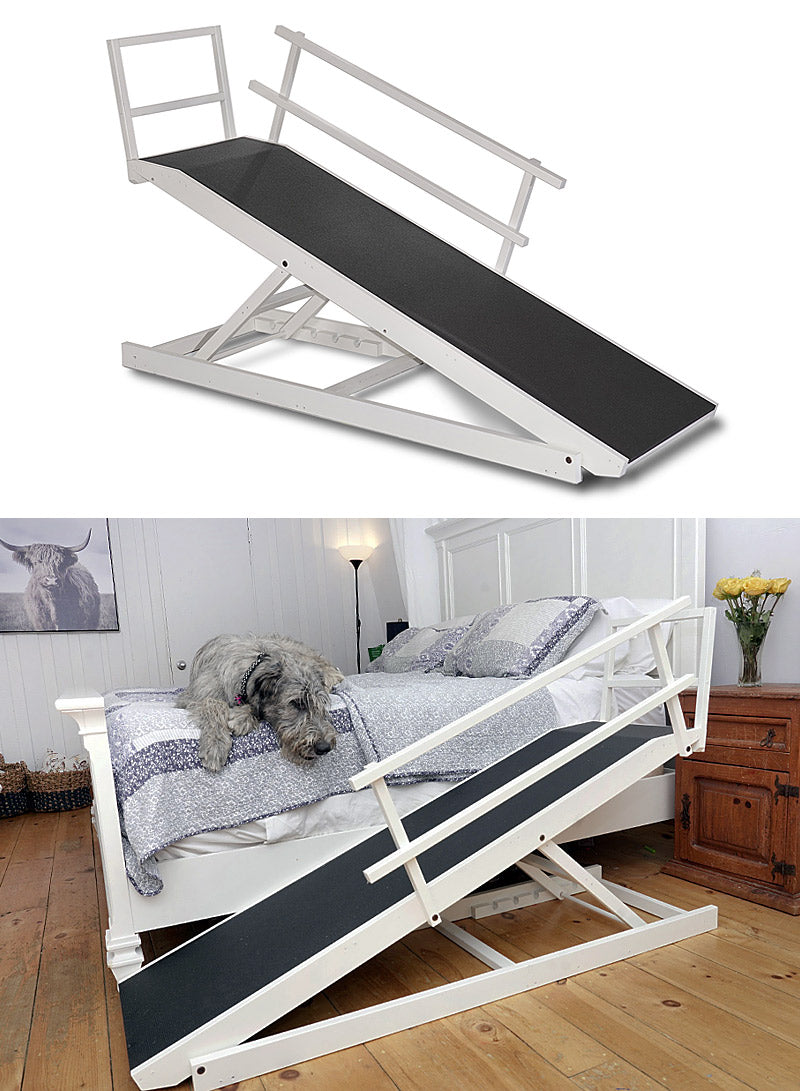 Bed Ramp for Medium & Large Dogs - Adjustable Dog Ramp with Rails